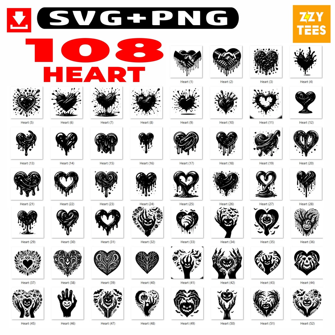 HEART Bundel SVG, HEART Halloween Svg, Heart Svg Cut Files for Cricut ...