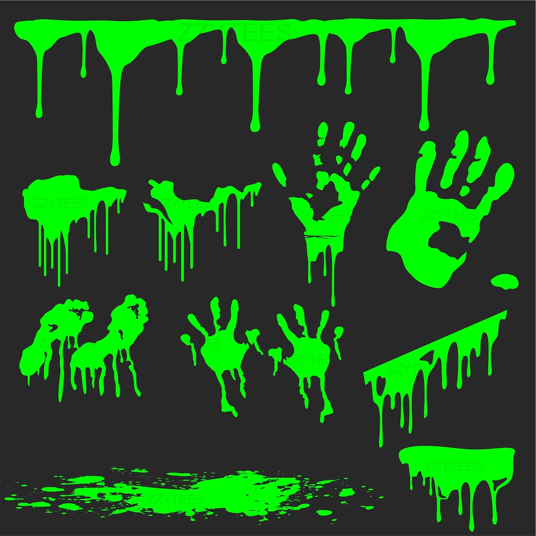Scary Bloody Alien Blood Dripping Footprint Handprint Crime Scene SVG ...
