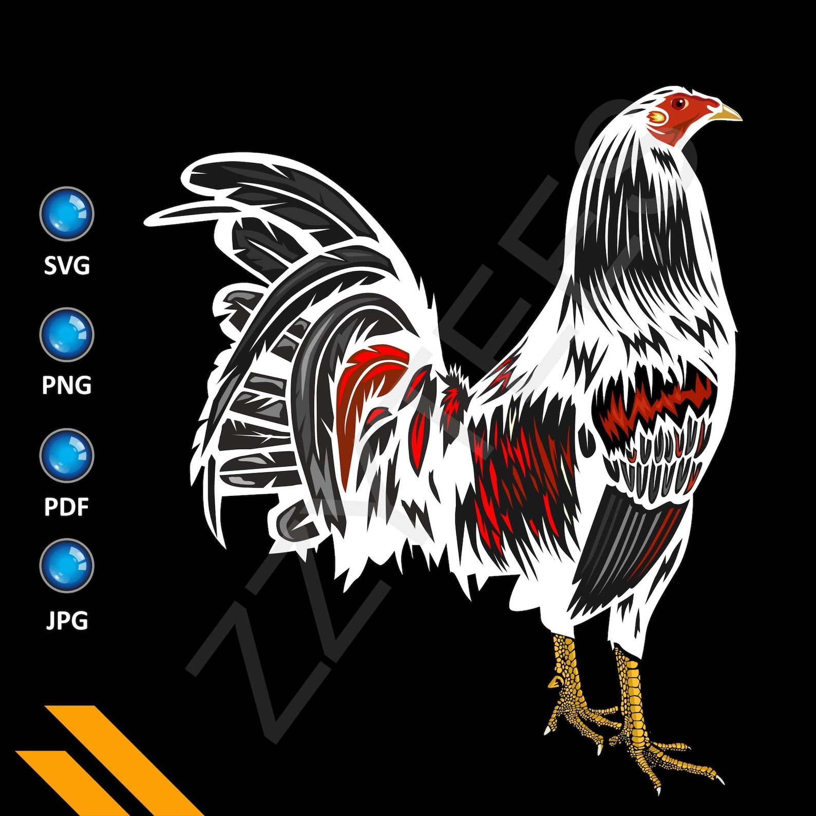 Gray Red White Rooster SVG Chicken Cutfile Rooster Design | Etsy