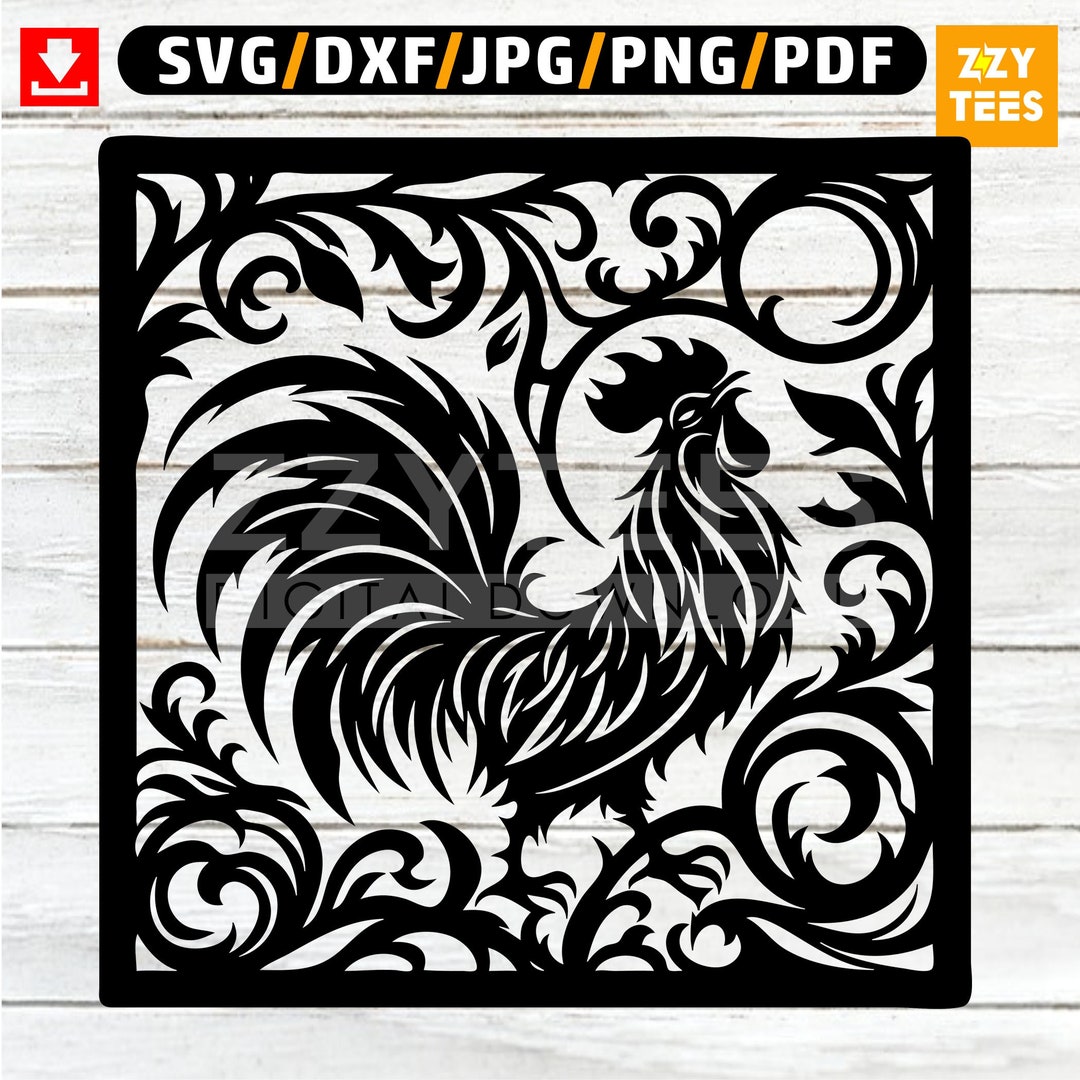 Rooster Chicken CNC Laser Cut SVG Design: Elegant Decorative Art for ...