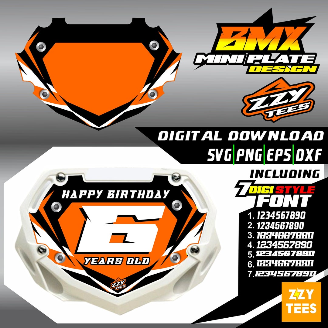 Bmx Custom Racing Plate, Mx Design Free 7 Digital Number Font ...