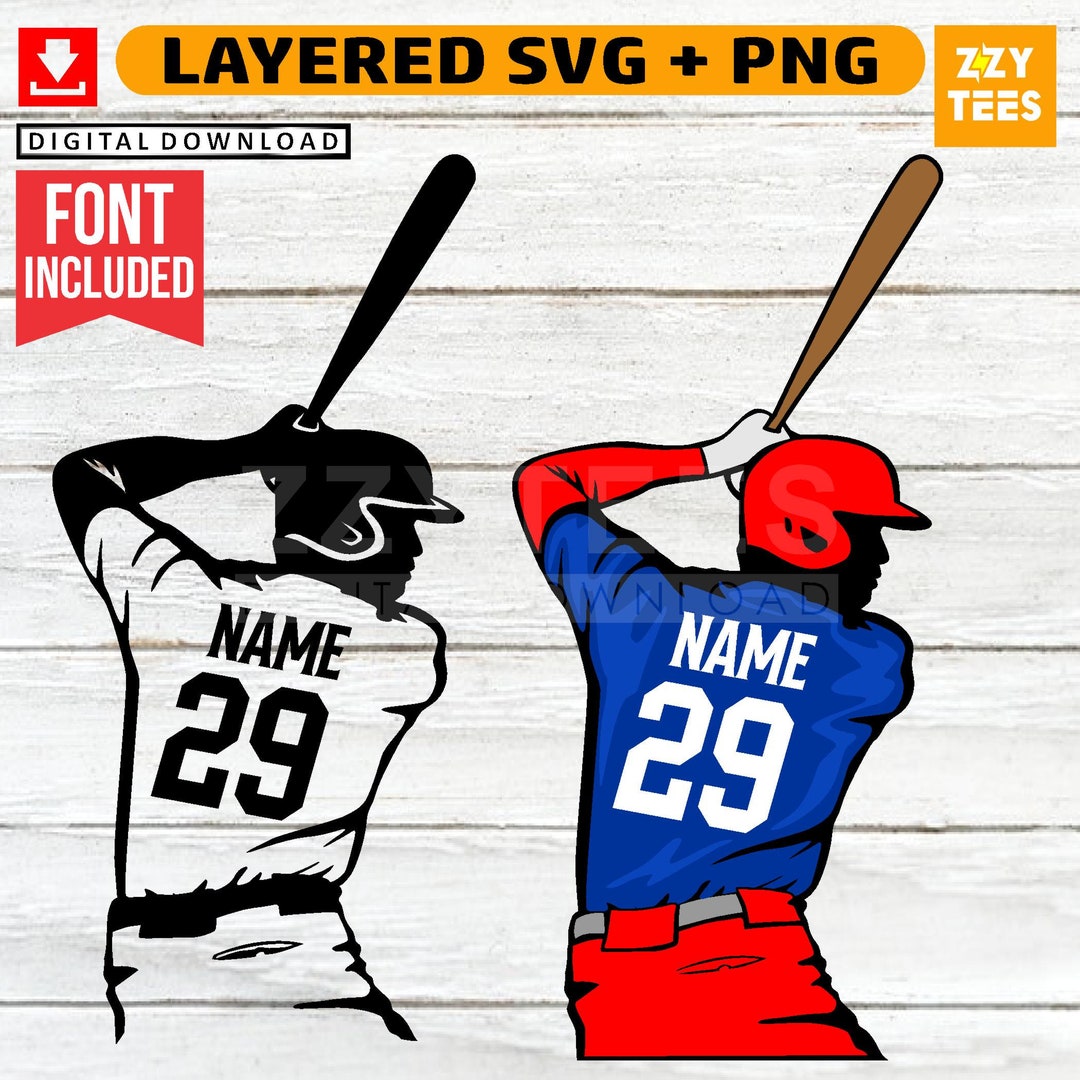 Customizable Scalable Vector Baseball Player SVG Graphics for Cricut ...