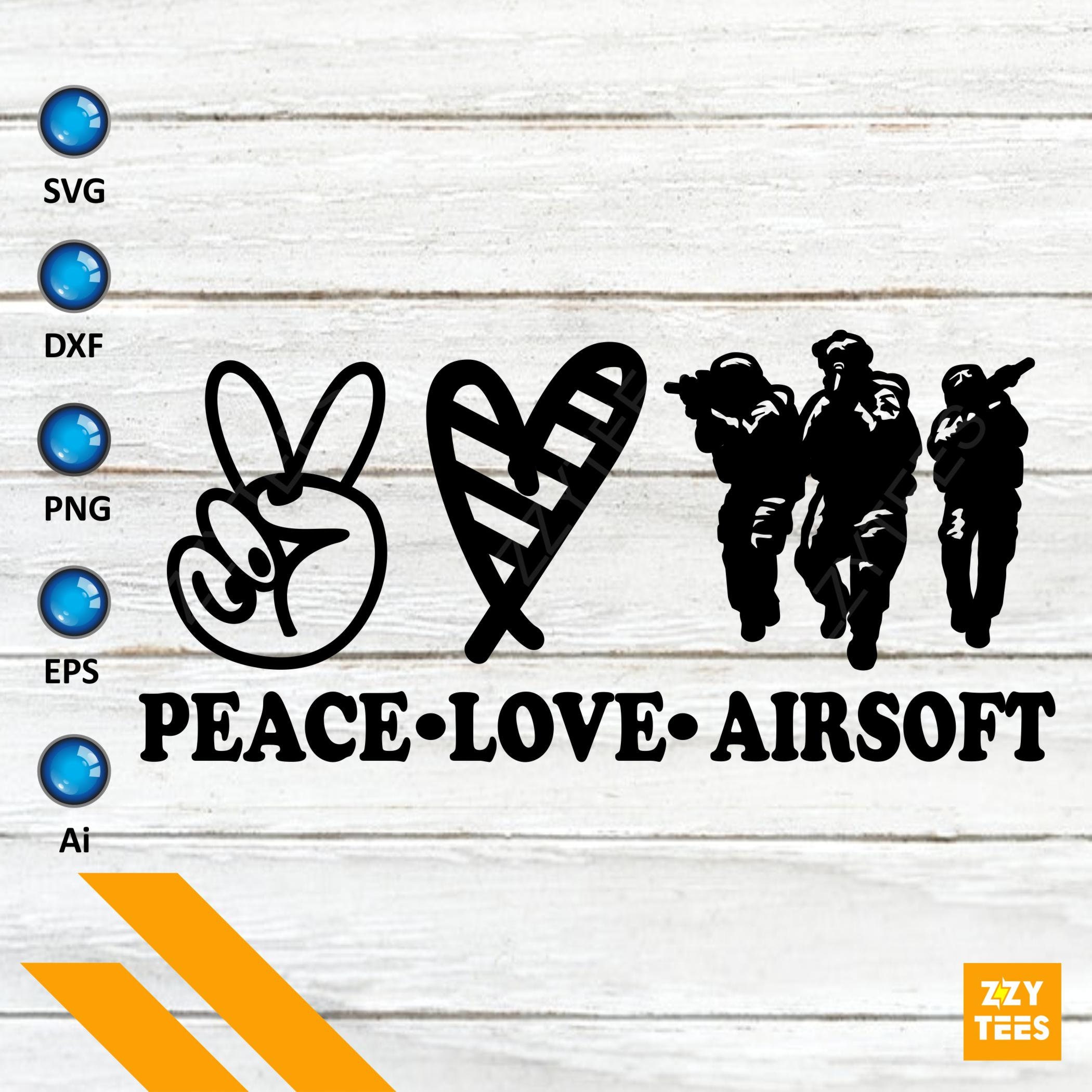 Peace Love Airsoft SVG Airsoft Team Svg Airsoft Player Cut - Etsy