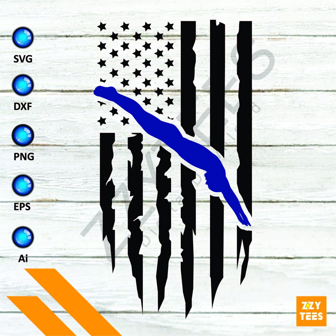 Swimming Cut File Svg US Flag Svg Swimming Print Swim - Etsy