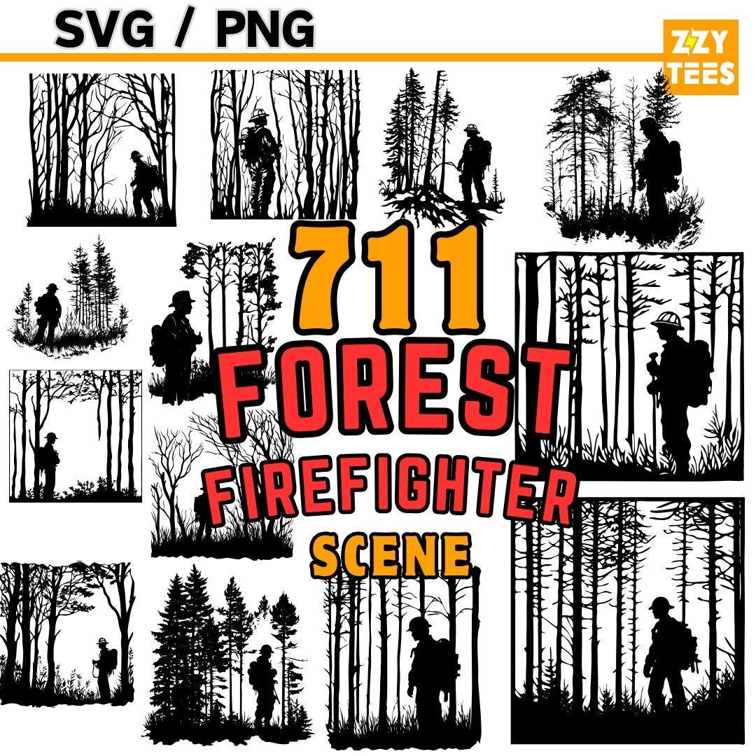 711 Forest Firefighter Scene SVG Bundle | Wildfire Clipart (digital ...