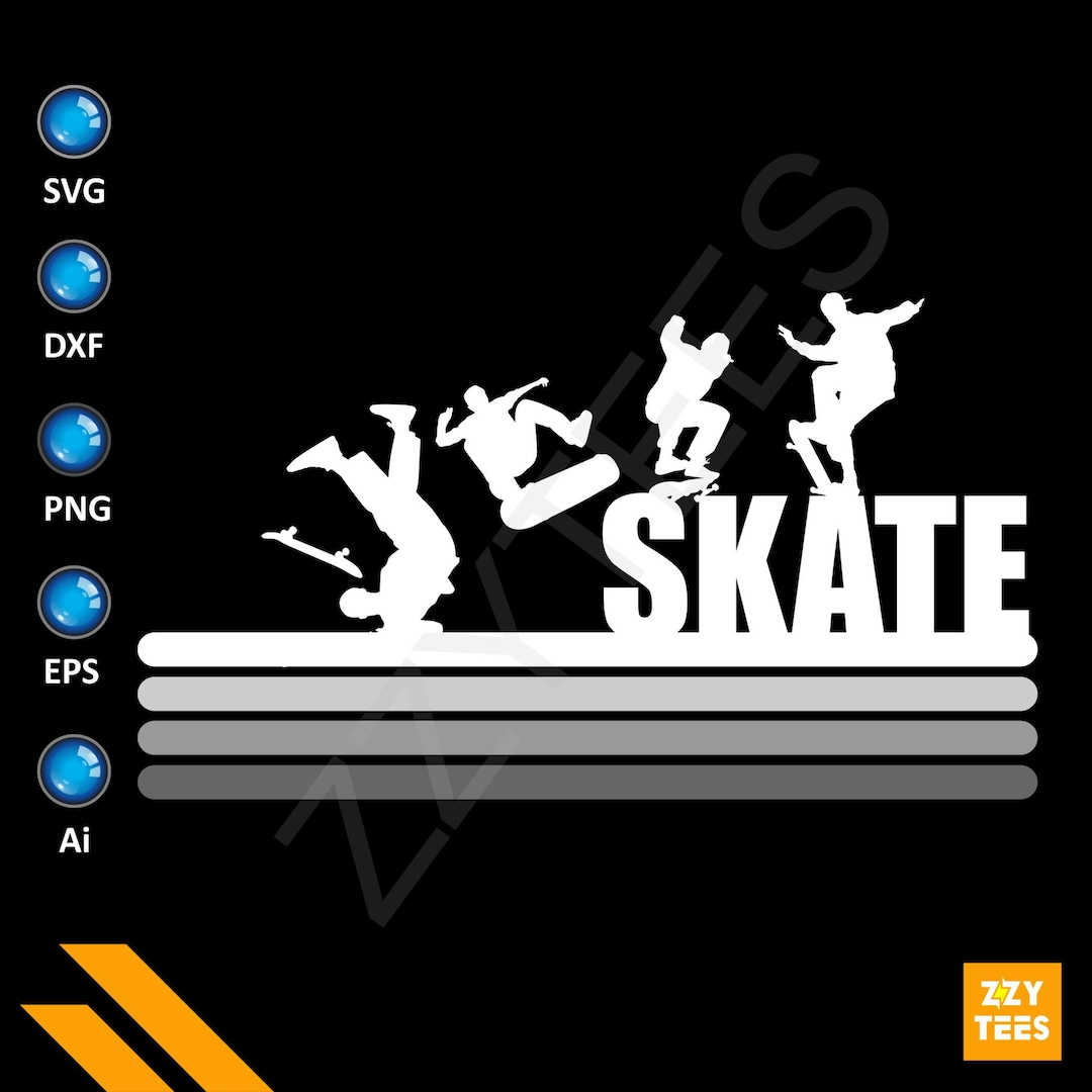 Skateboard Skaters SVG: Silhouette Skateboard Cut Print File, Skate ...