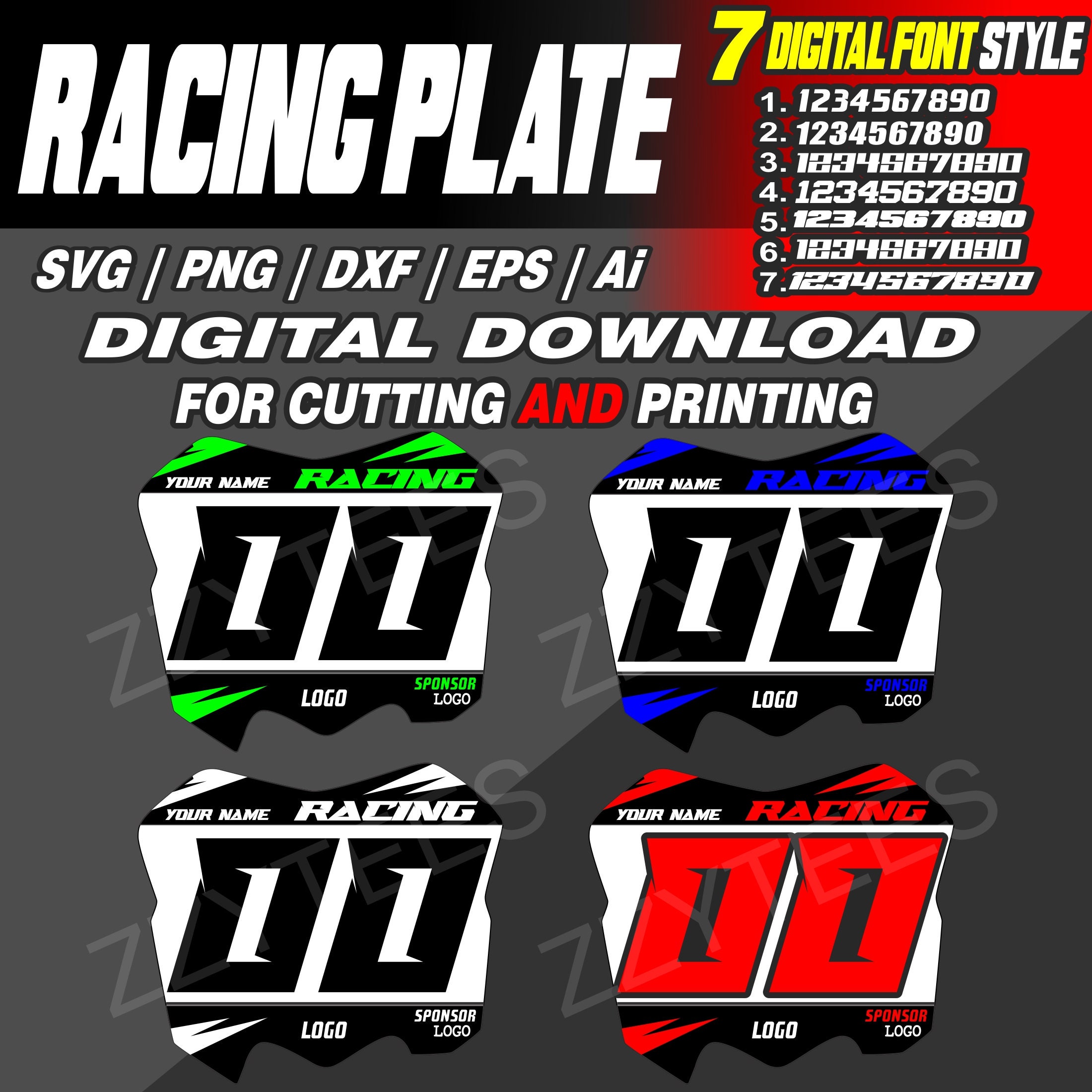 CRF 450 Pattern Template Motocross Racing Plate Fully | Etsy