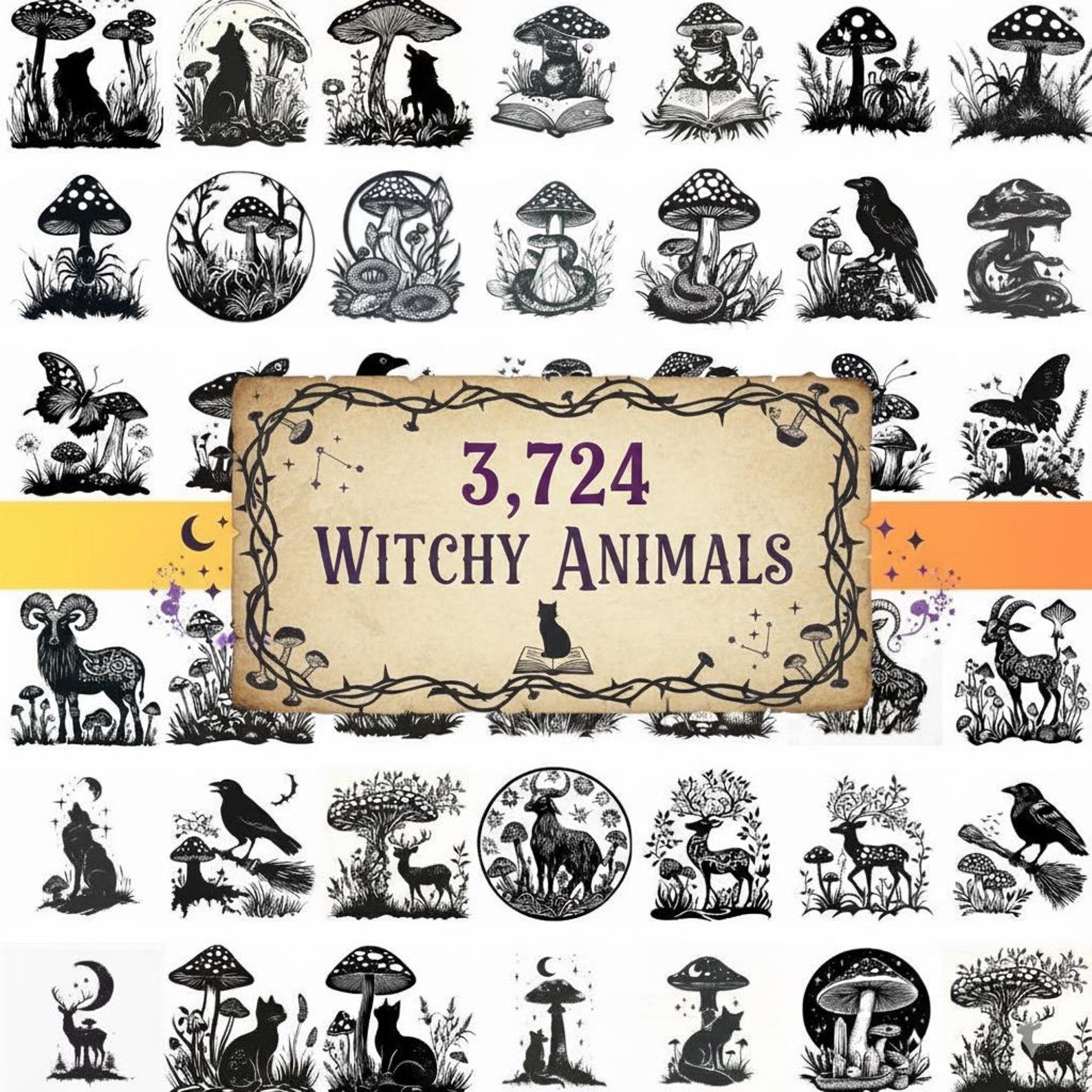 Witchy Animal Clipart Bundle | Mystical Forest Creatures | Magic Anima ...