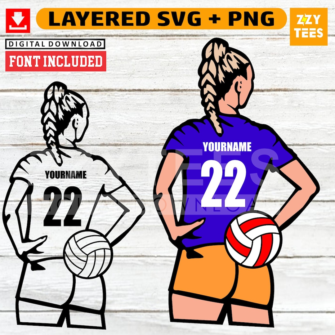 Customizable Volleyball Player SVG PNG Cricut File Layered Volleyball ...