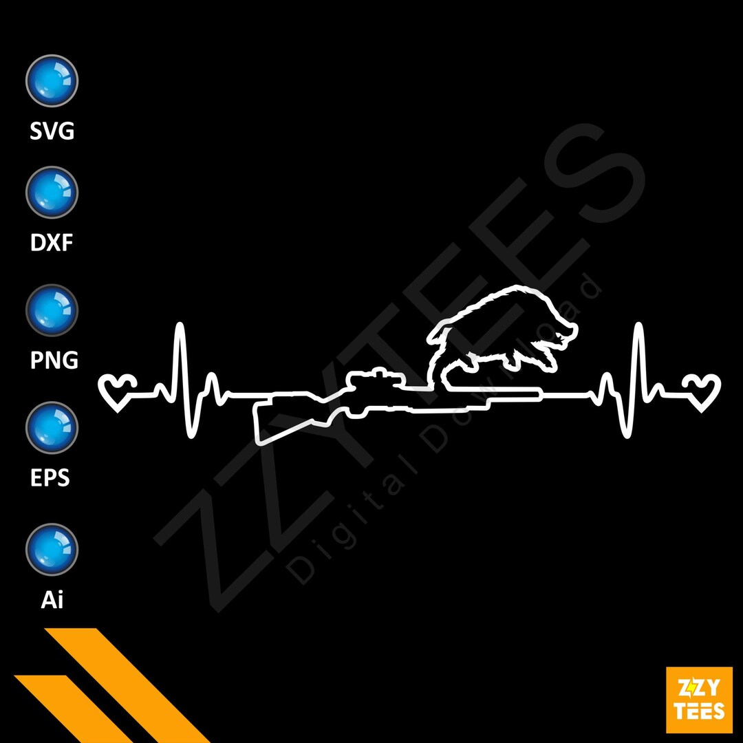Minimal Boar Hunting Heartbeat Svg File, Pig Heartbeat, Pig Hunting ...