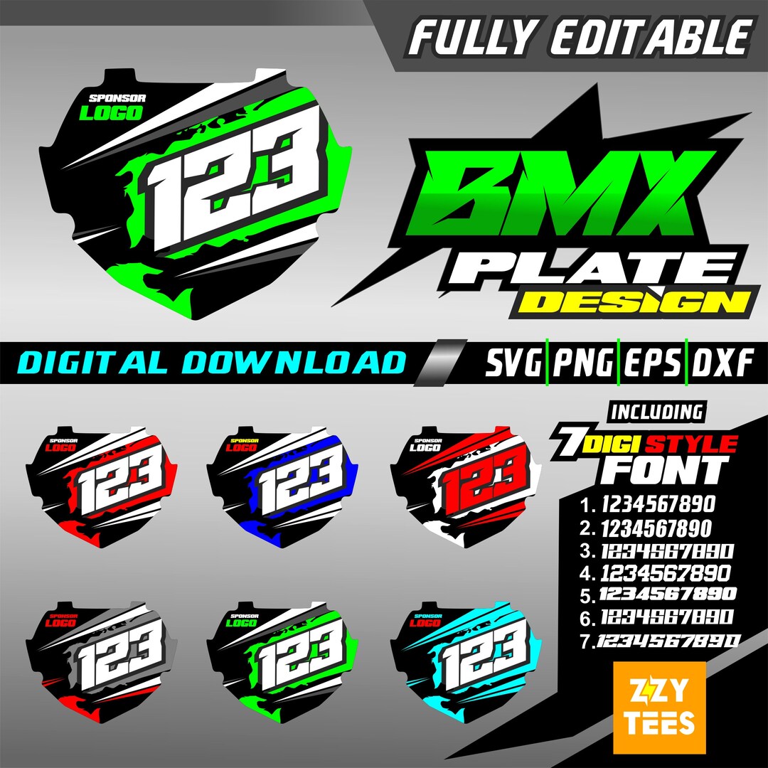 BMX Racing Plate SVG | Custom Number Font, MX Design (digital Download ...