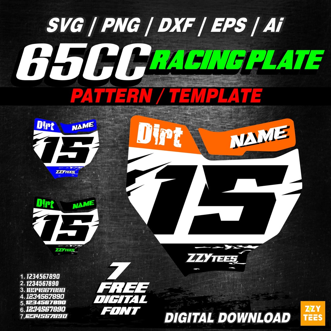 65cc Racing Plate Svg Png DXF EPS Ai, Fully Editable Dirt Bike Number ...