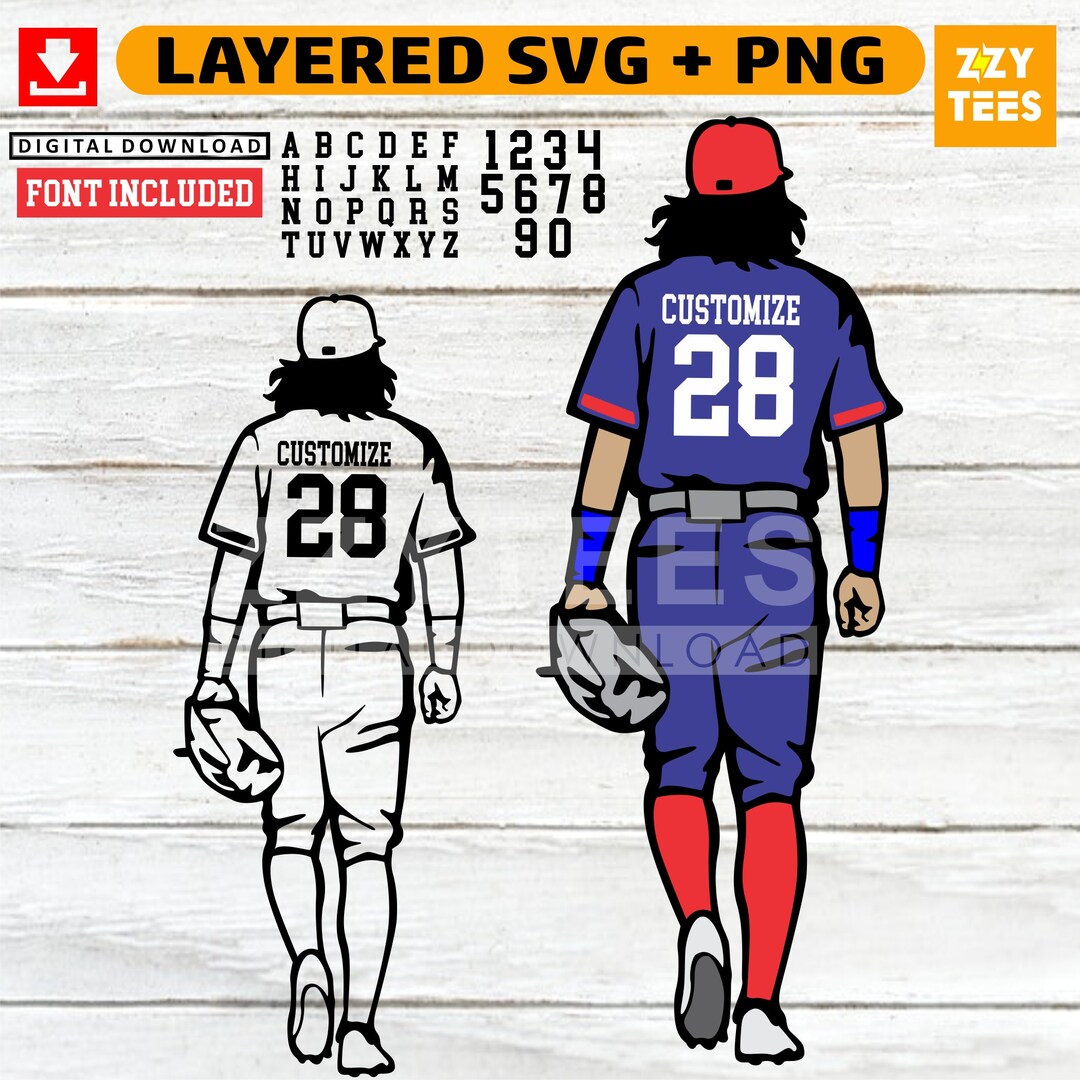 Customizable Baseball Player SVG PNG Layered SVG File - Etsy