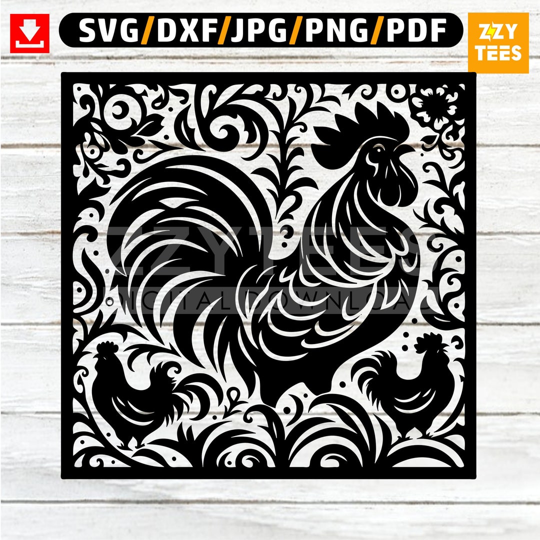 Charming Rooster Chicken SVG Cut File: Decorative Farmhouse Design for ...