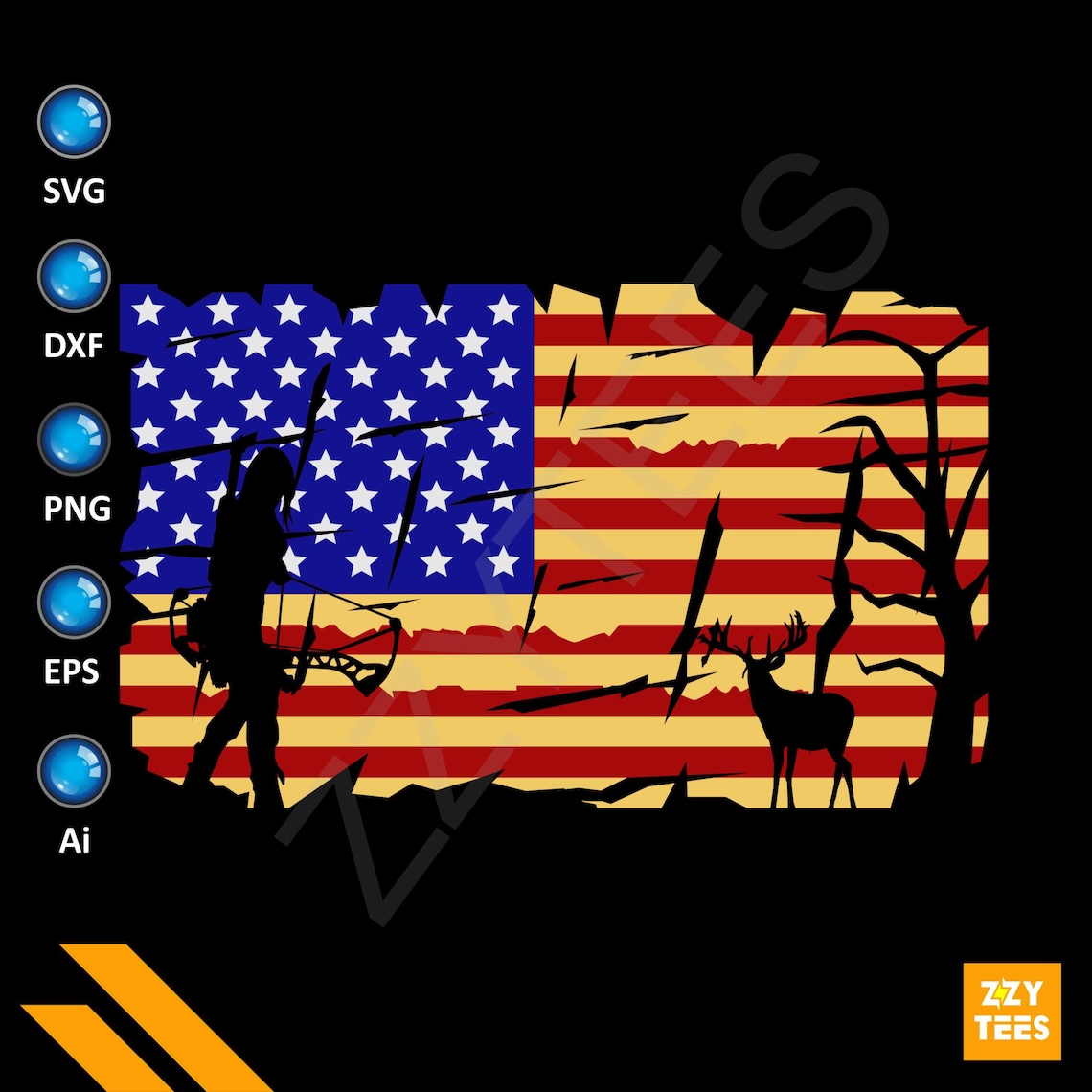 Vintage US Flag Deer Hunting US Flag Svg Patriotic Hunter - Etsy