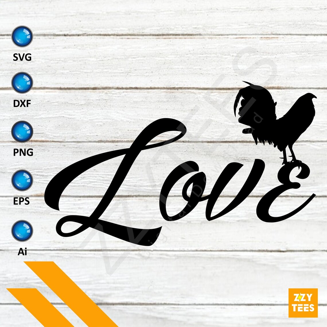 Love Rooster Clipart - Etsy