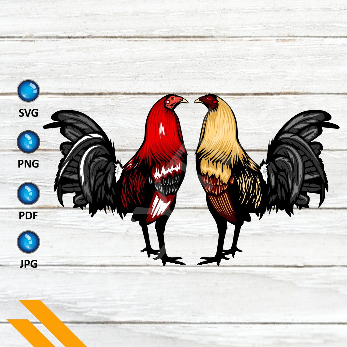Silueta de gallo rojo y dorado SVG: Diseño de pollo (Descarga digital ...