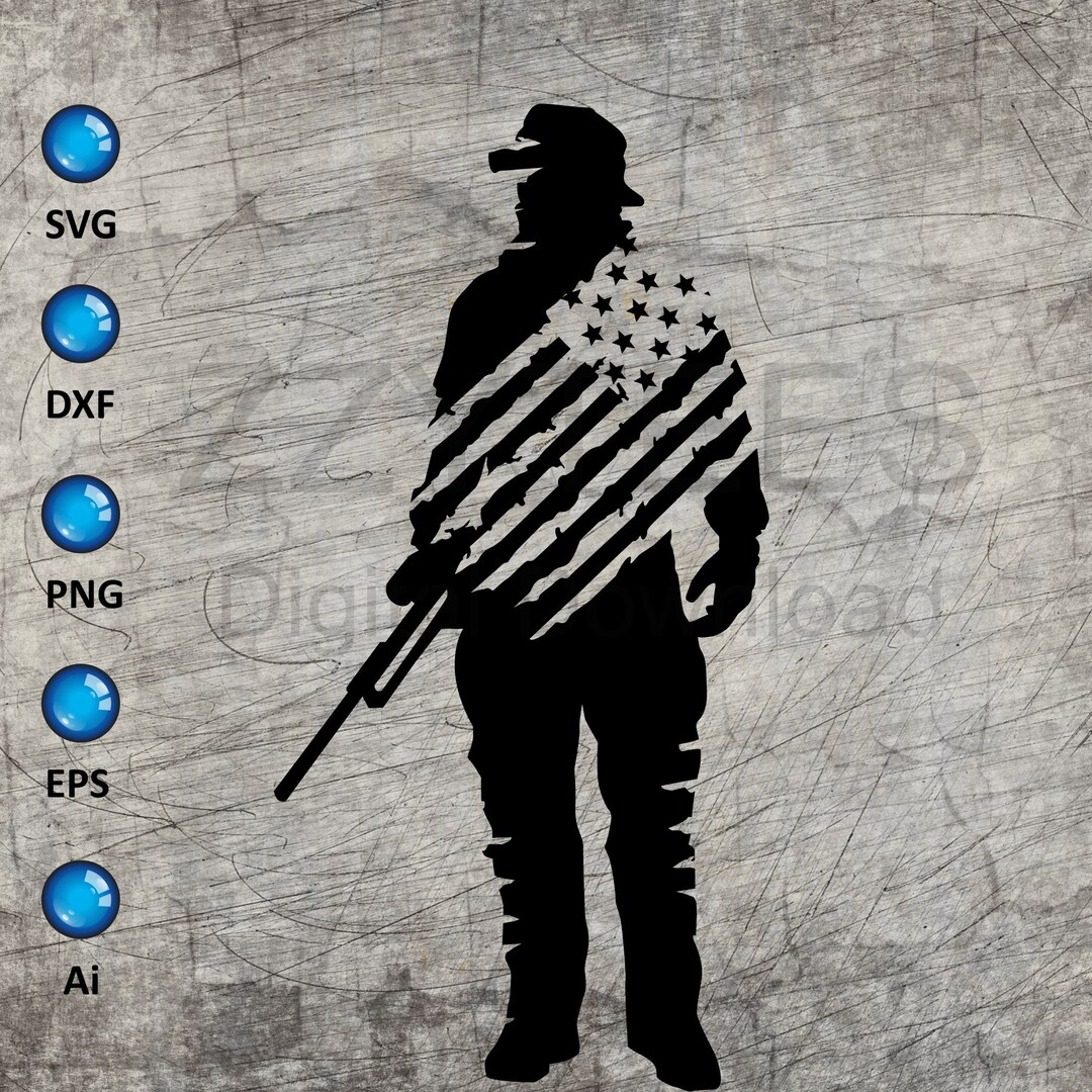 Cool Airsoft Player Patriotic US Flag Distressed SVG, Cut File Print ...