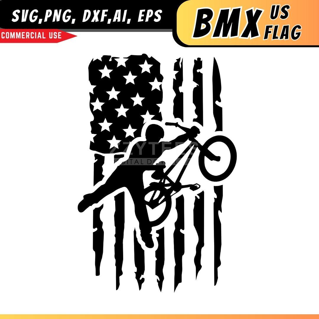 BMX Rider USA Flag SVG – Bicycle Silhouette Cut File for Cricut & Laser ...