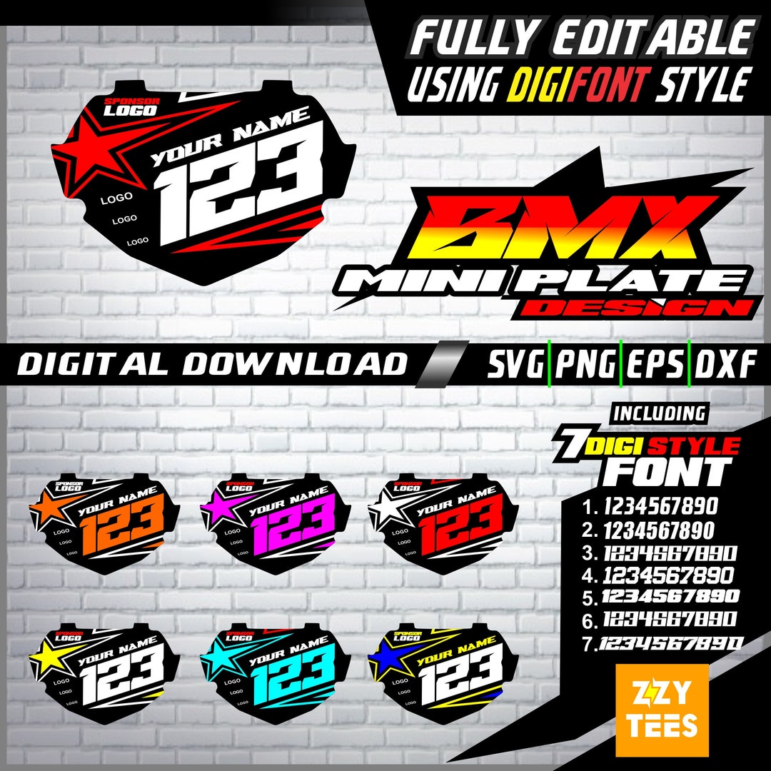 Bmx Custom Racing Plate, Mx Design Free 7 Digital Number Font ...
