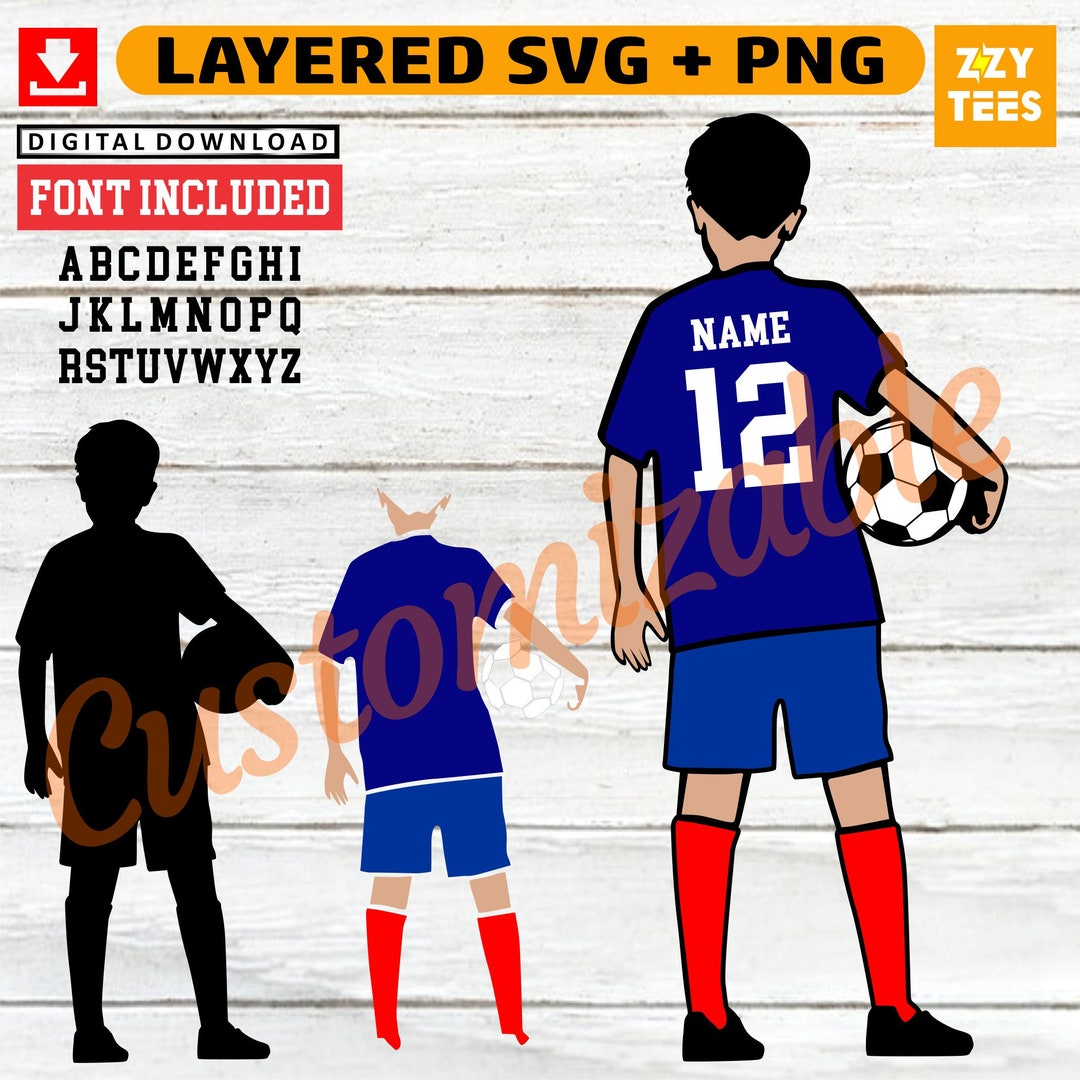 Customizable Soccer Player Boy SVG PNG Layered Scalable - Etsy