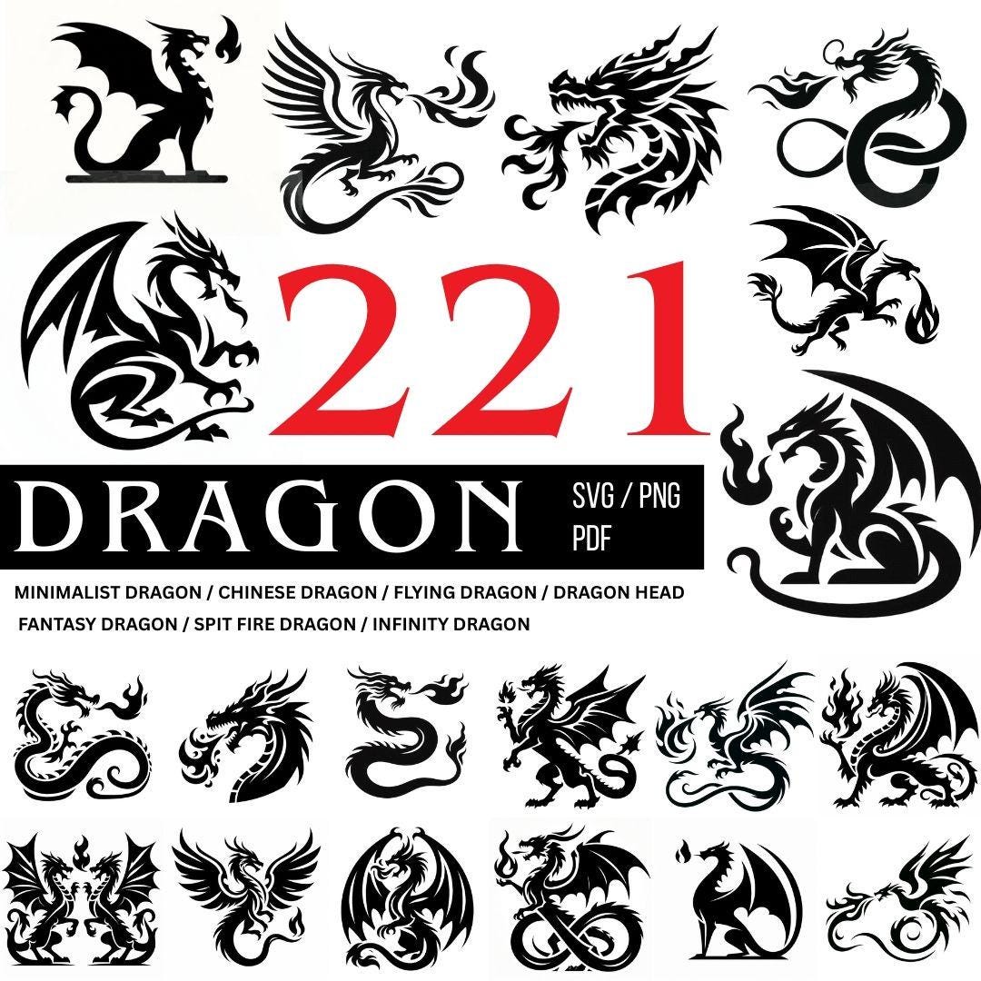 Dragon SVG Bundle Fire Breathing Fantasy Laser Engraving Files for CNC ...