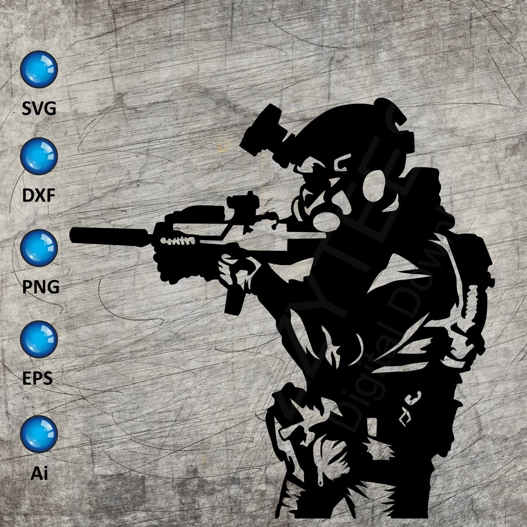 Sniper SVG Cut File, Military Sniper PNG, Army Soldier Silhouette DXF ...