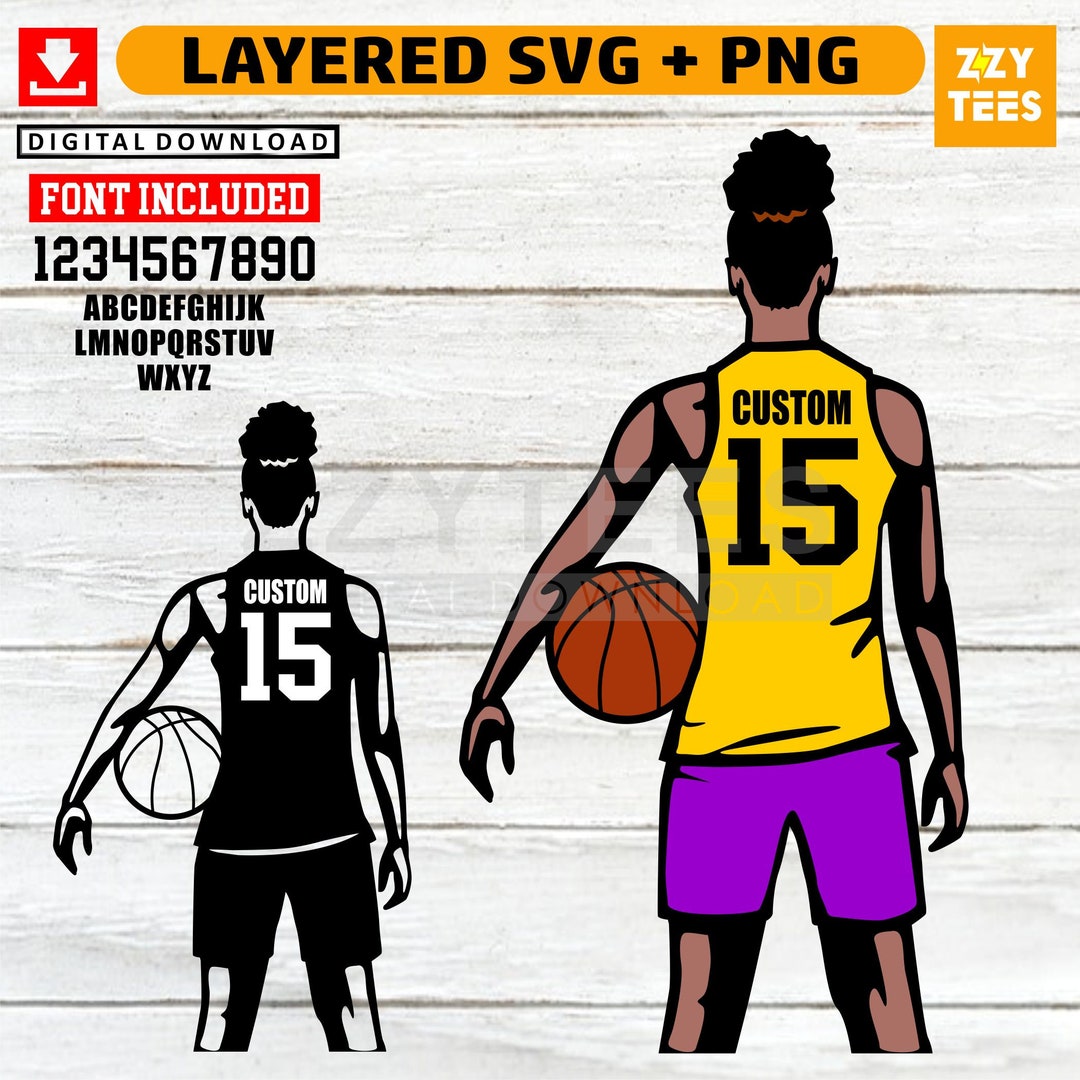 Layered Basketball Girl SVG, Customizable Basketball Player SVG + PNG ...