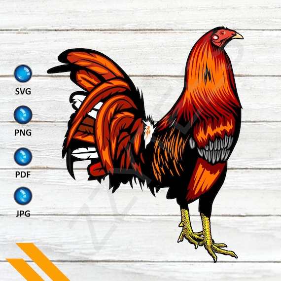 Red Orange Flame Rooster SVG Chicken Cutfile Rooster Design - Etsy