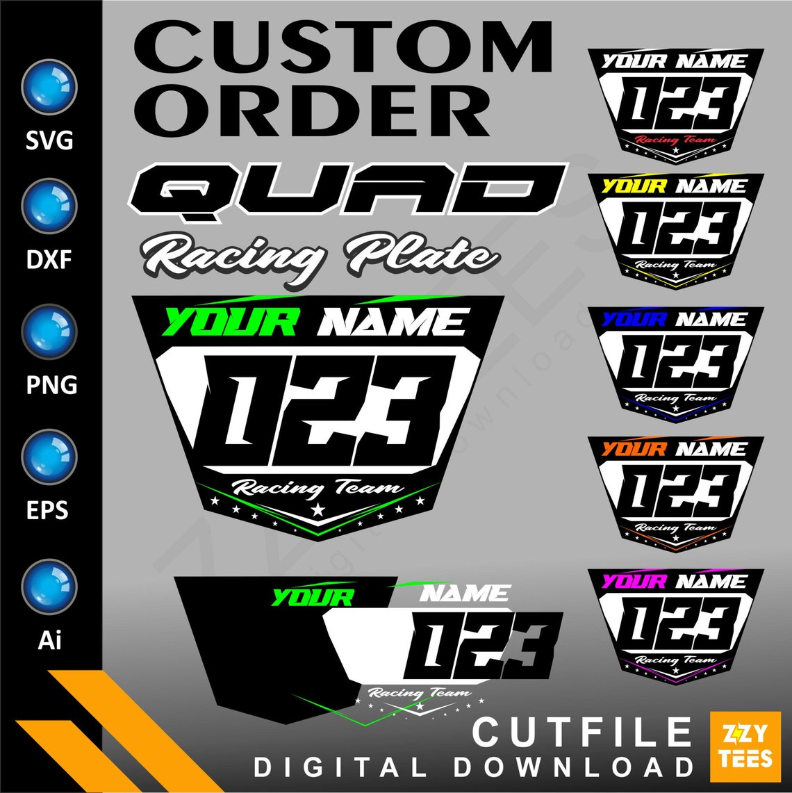 Custom Order Quad Racing Plate SVG Customize Graphics Name | Etsy