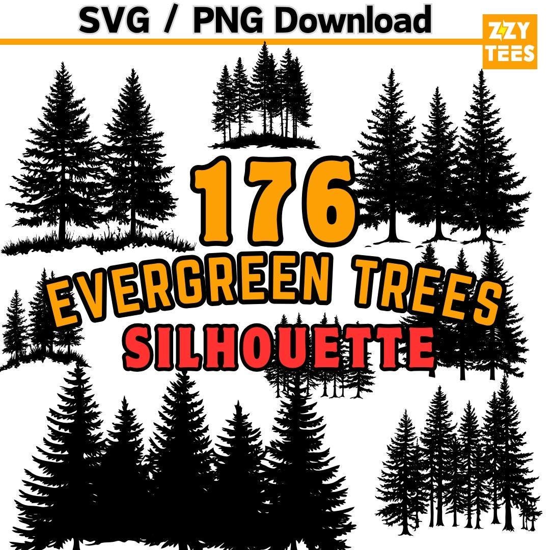 176 Evergreen Trees Silhouette Bundle, Pine Tree SVG, Christmas Tree ...