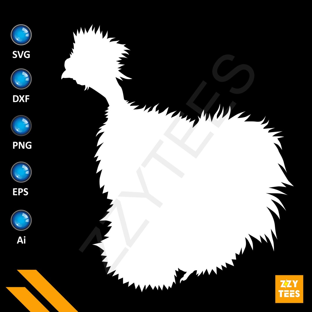 Beautiful Silkie Chicken SVG Silhouette - Chicken Svg, Beautiful Silky ...