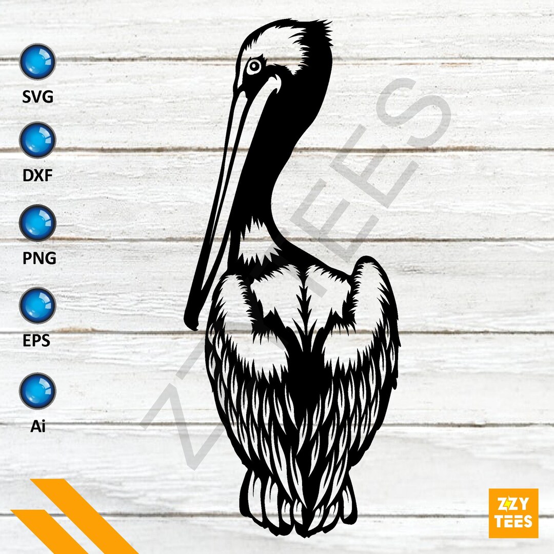 Pelican Svg Png Dxf Eps Ai, Bird Silhouette Clipart, Coastal Animal Cut ...