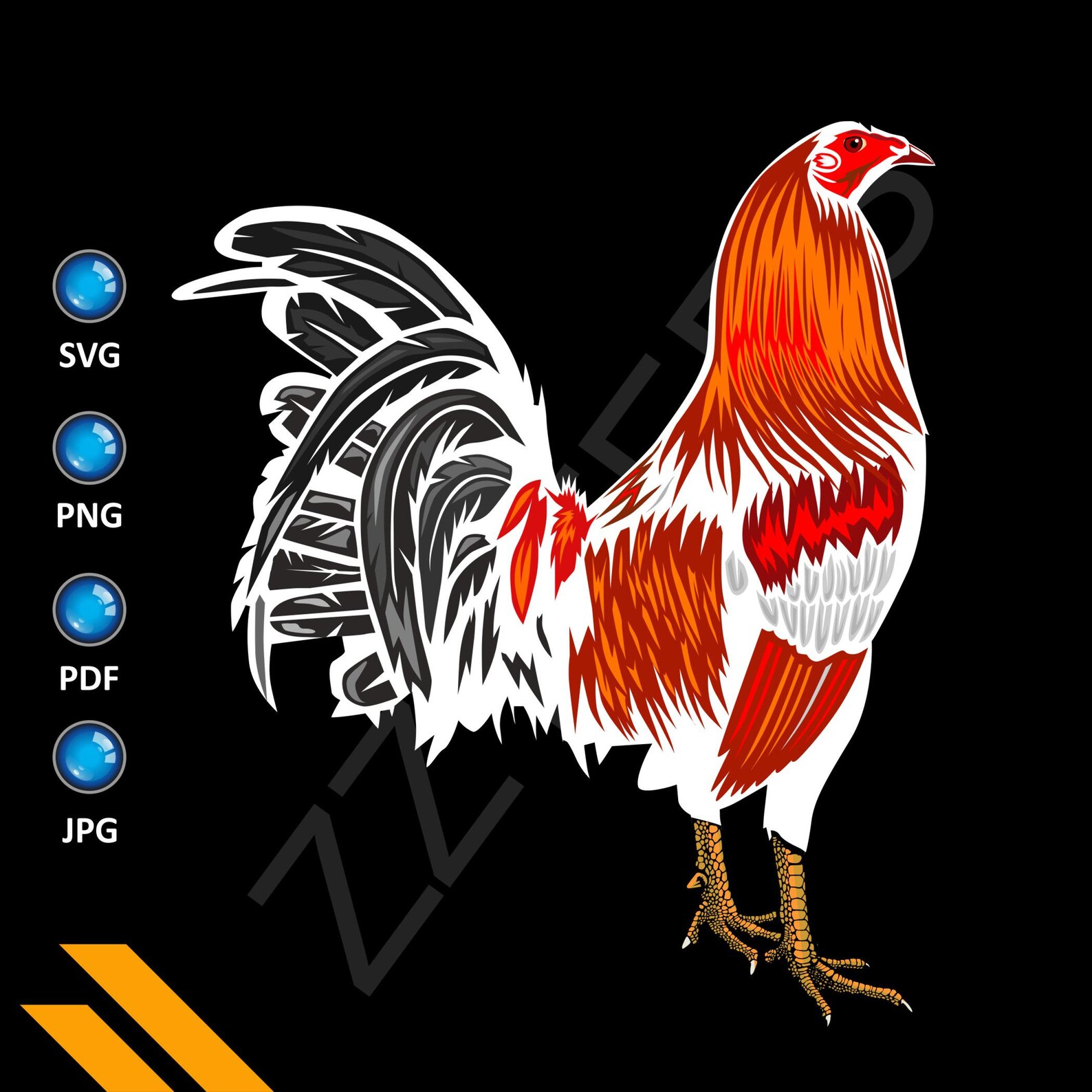 White Red Orange Rooster SVG Chicken Cutfile Rooster Design | Etsy