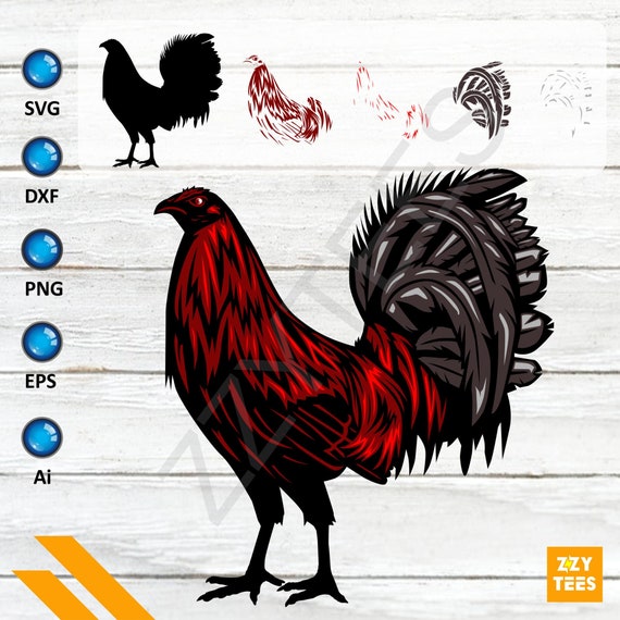 Rooster Silhouette SVG Chicken Cutfile Rooster Design | Etsy