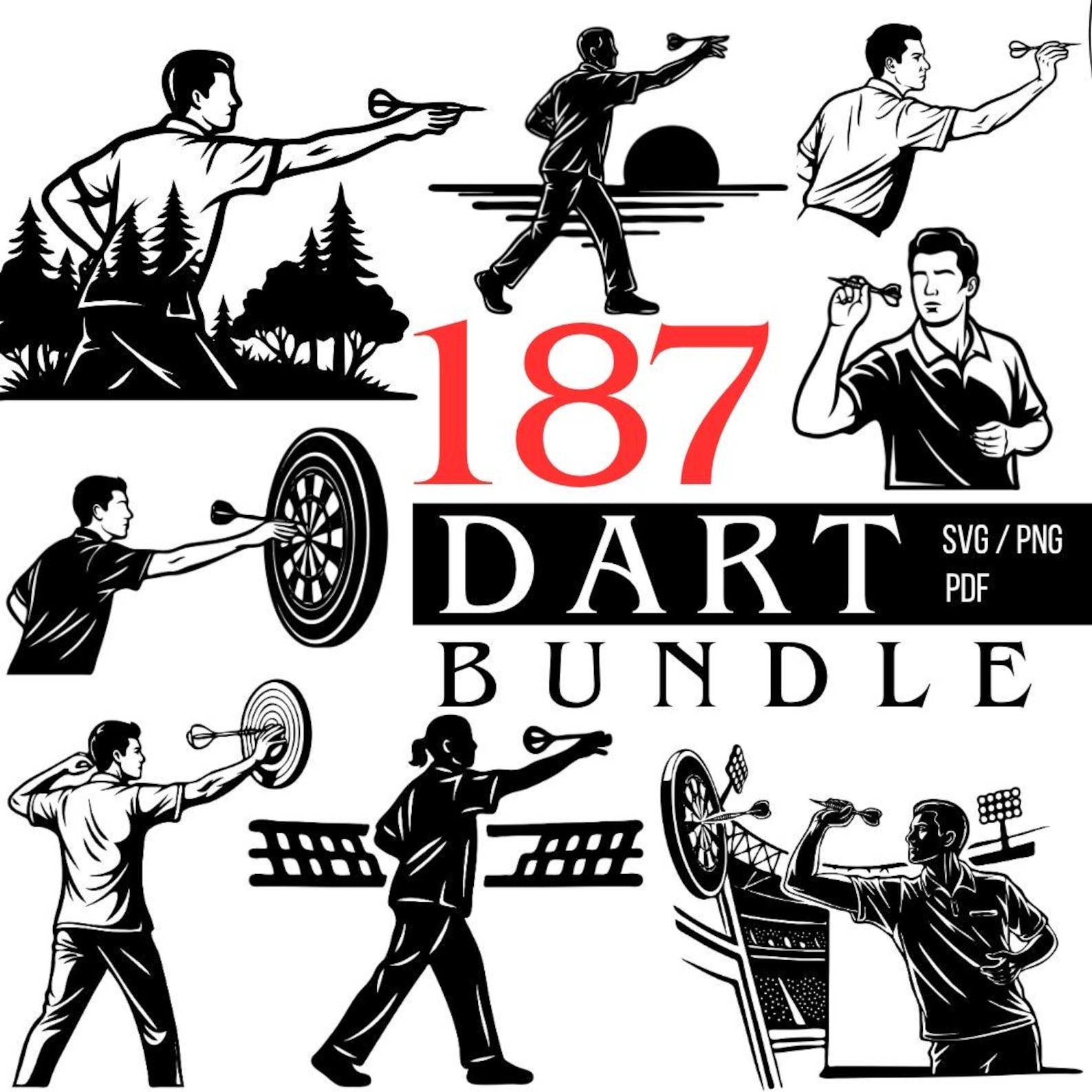 Dart SVG Bundle | Darts Player Line Art for Cricut & Laser - Etsy