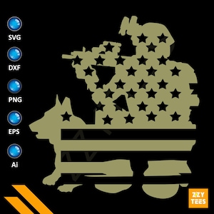 USA Flag Military Dog SVG PNG - Etsy