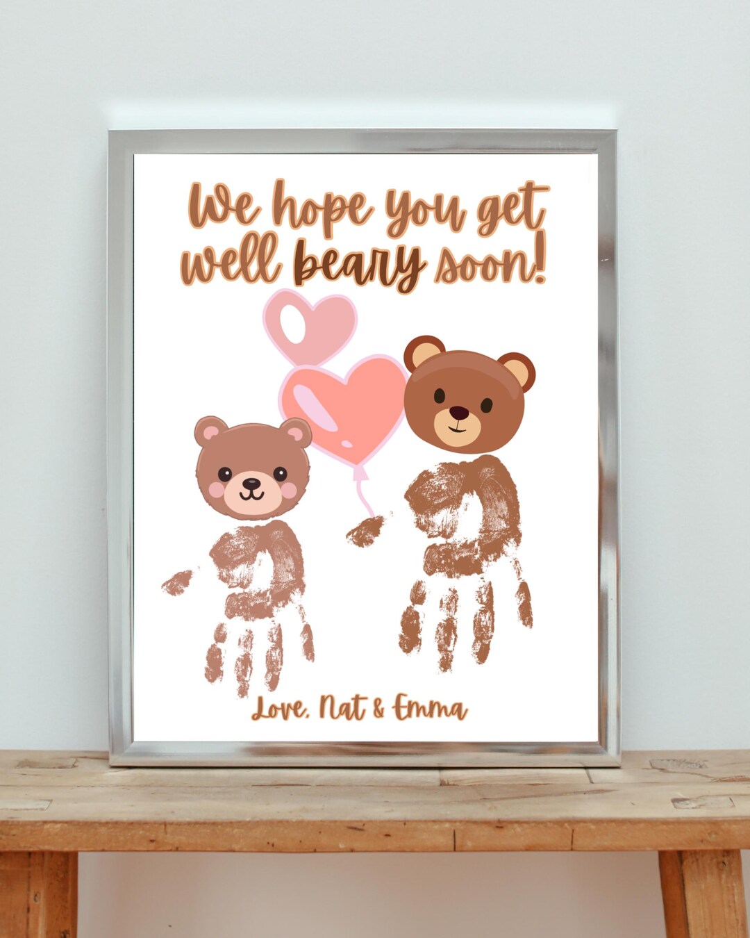 Personalized Bear Handprint DIY Kit - Custom Get Well Soon Card ...