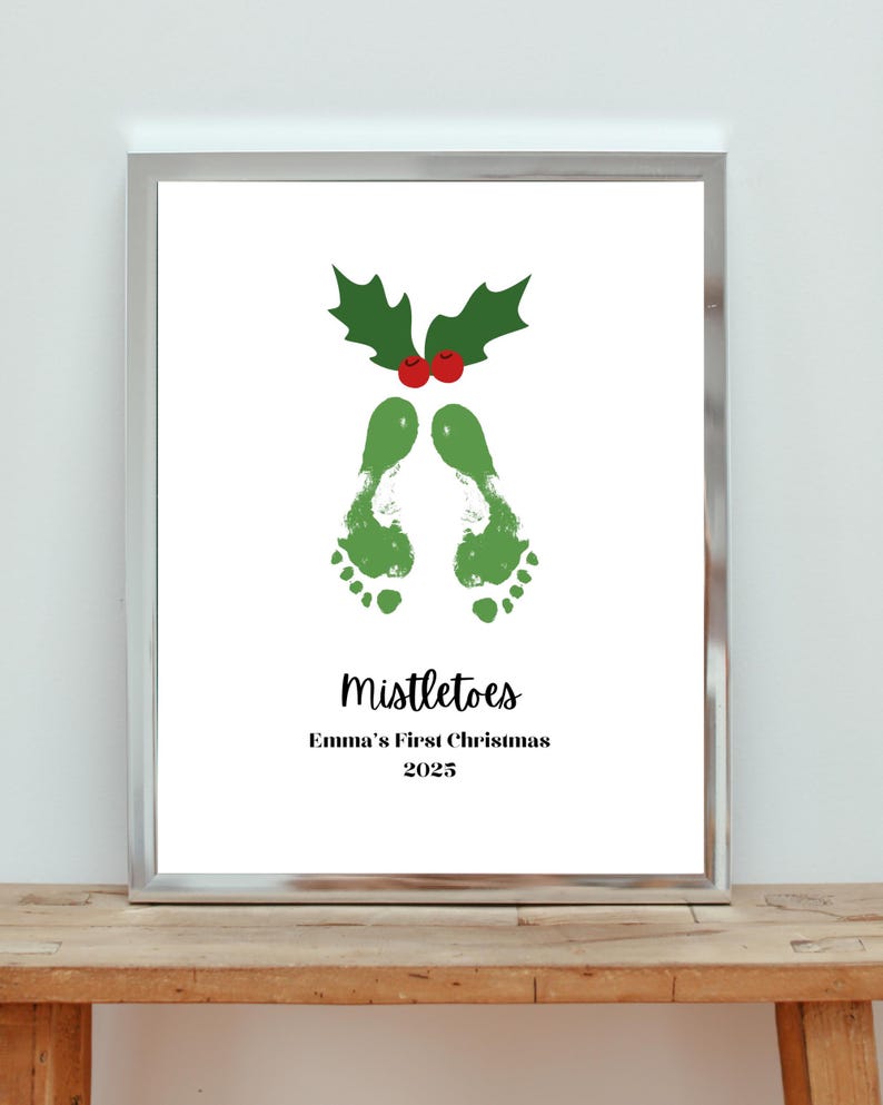 Christmas Footprint Art, Mistletoe Keepsake (digital Download) - Etsy