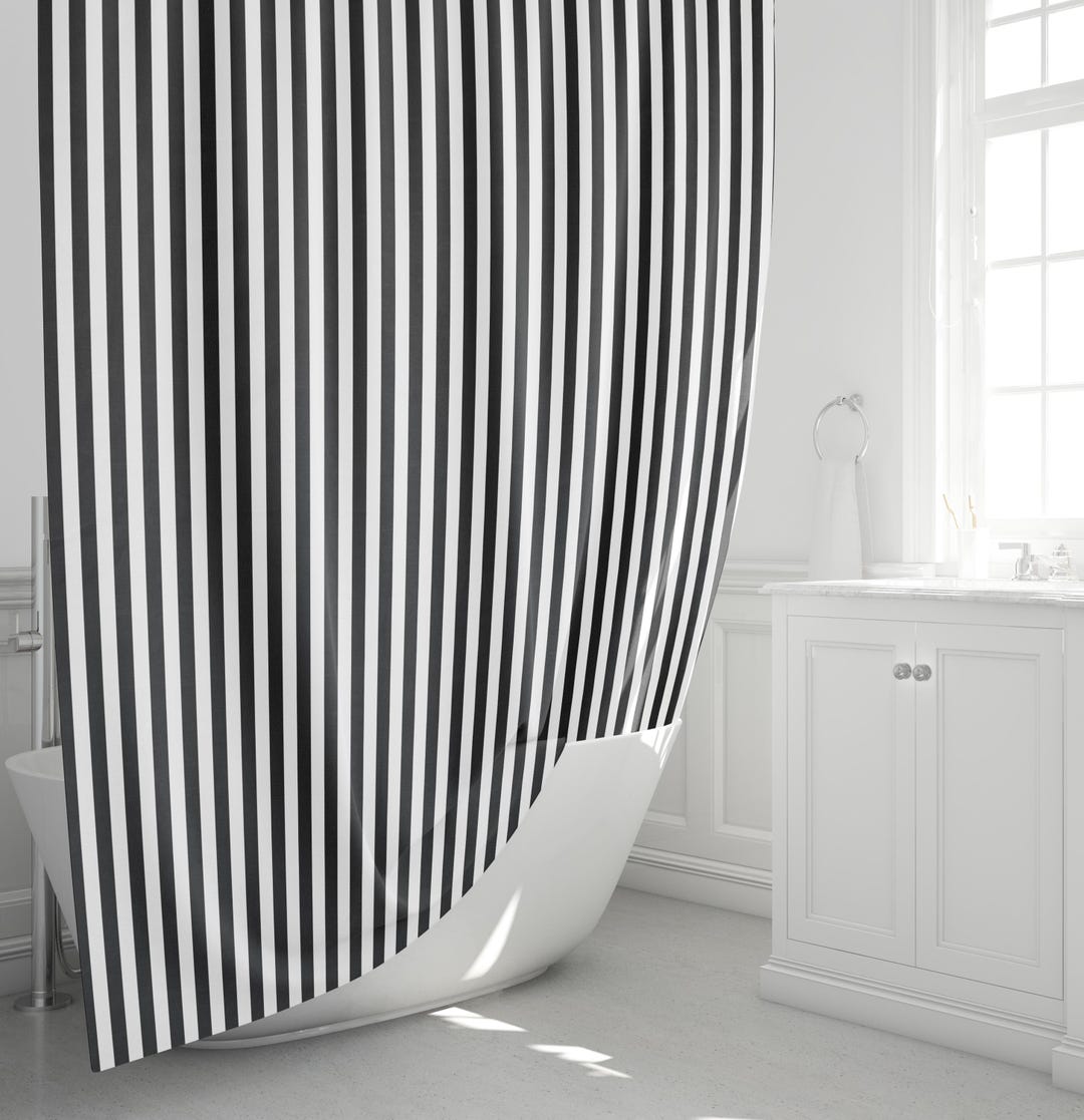 Black And White Stripes Shower Curtain