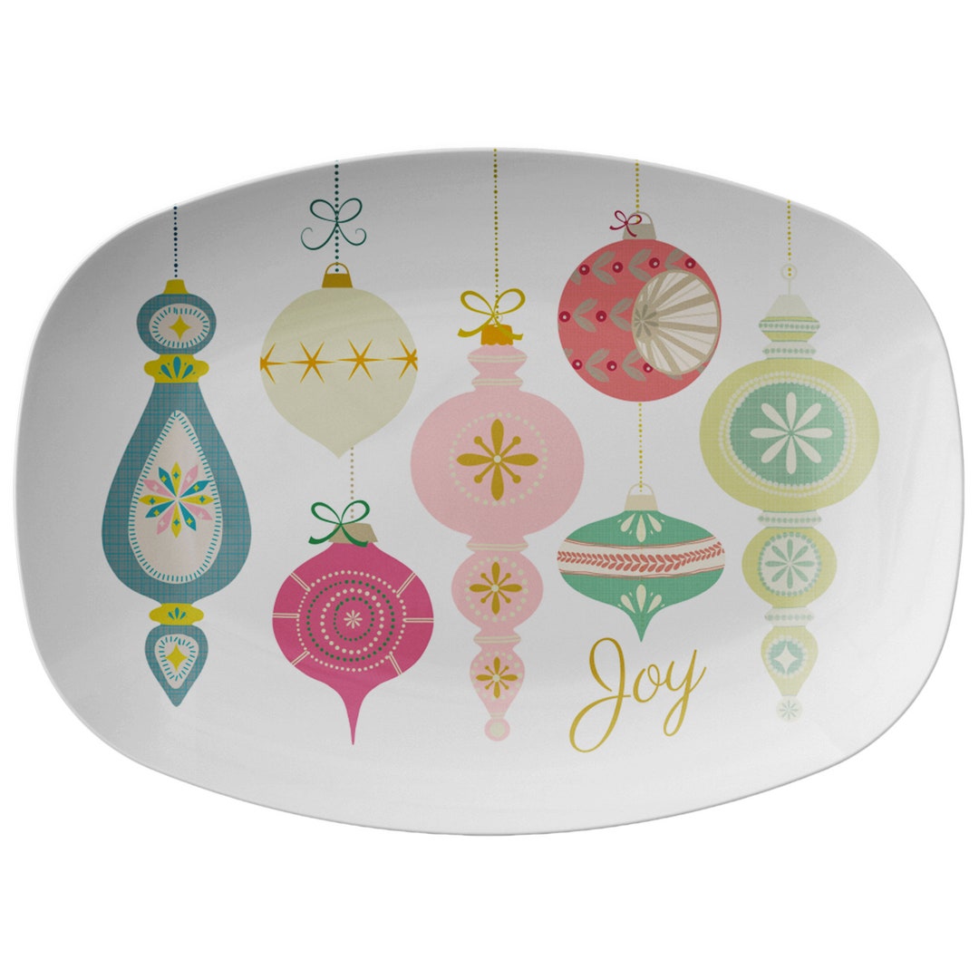 Christmas Joy Serving Platter: Vintage Ornaments, Luxury Plastic ...