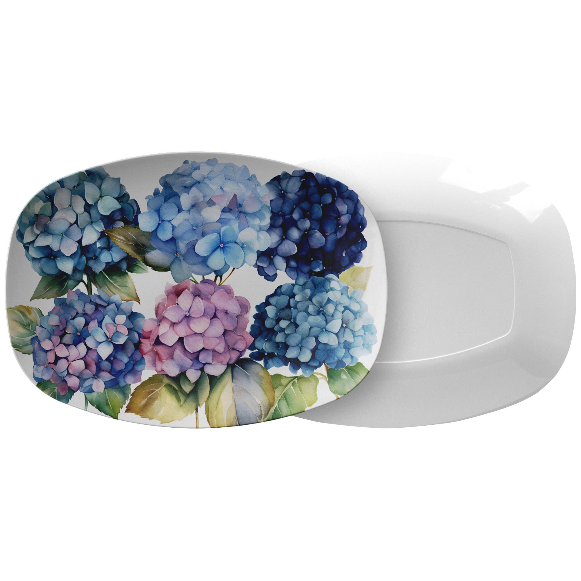 Hydrangea Serving Platter: Blue Pink Floral Luxe Plastic Plate - Etsy