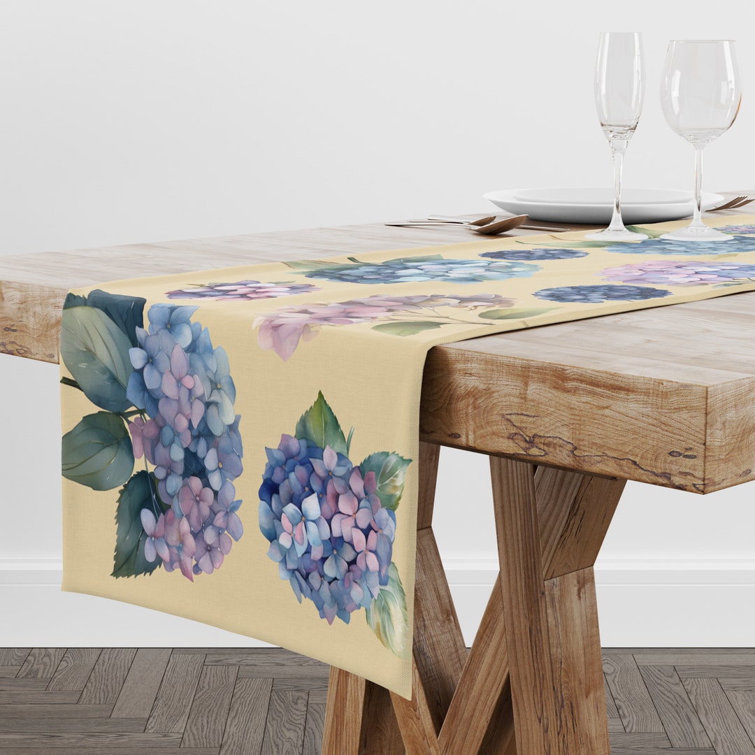 Hydrangea Flowers Table Runner, Sunrise Yellow - Etsy