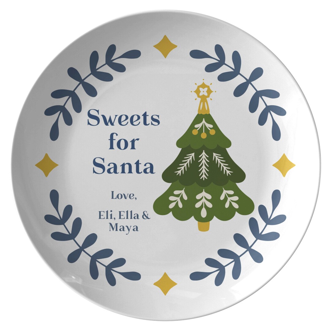Personalized Santa Cookie Plate, Christmas Tree Plate Custom, Christmas ...