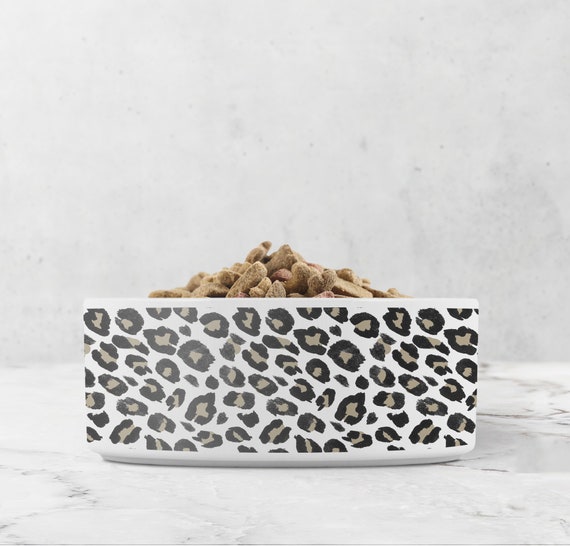 Leopard Dog Bowl Animal Print Ceramic Pet Bowl - Etsy