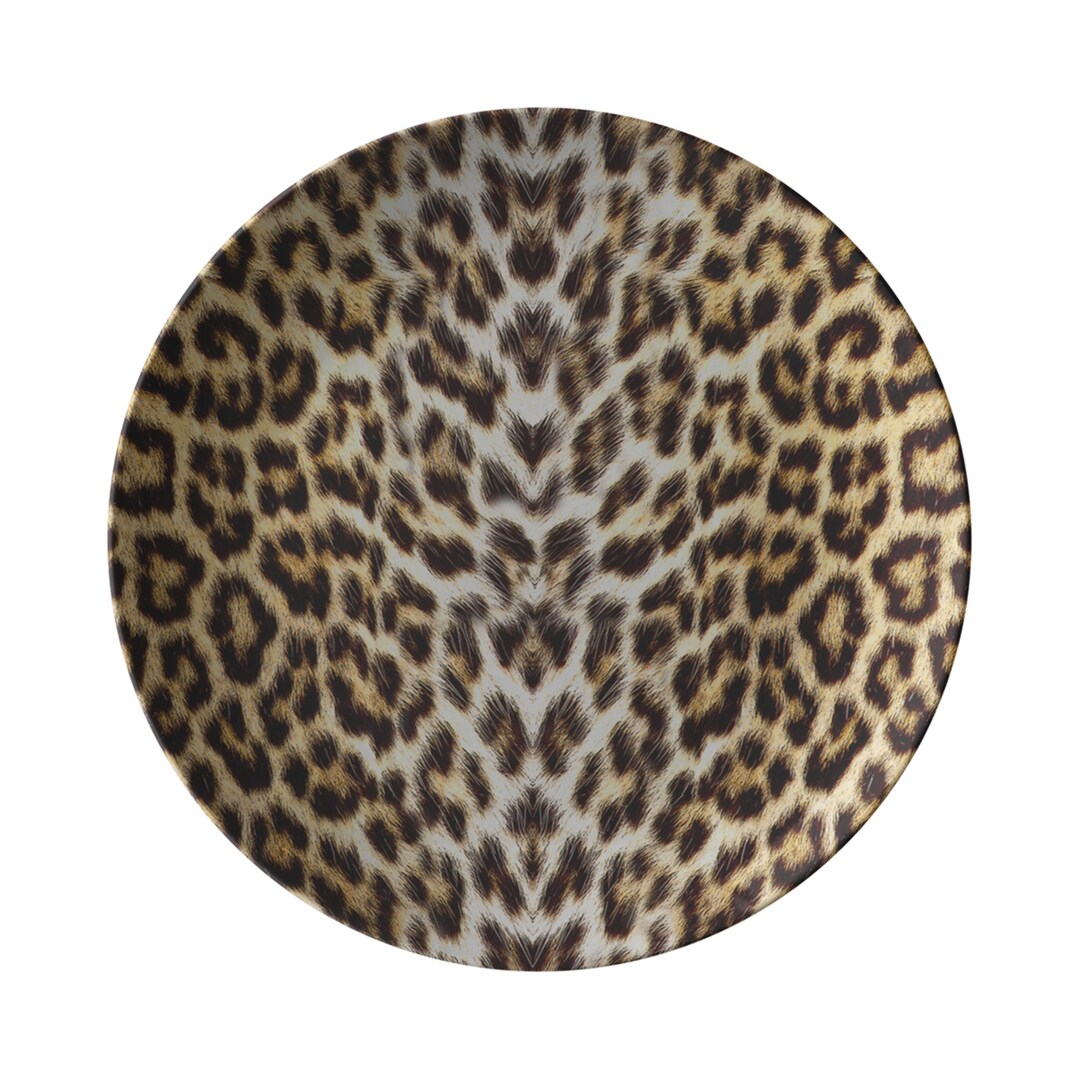 Leopard Fur Print Dinner Plate: Glam Animal Print, Luxe Plastic, Indoor ...