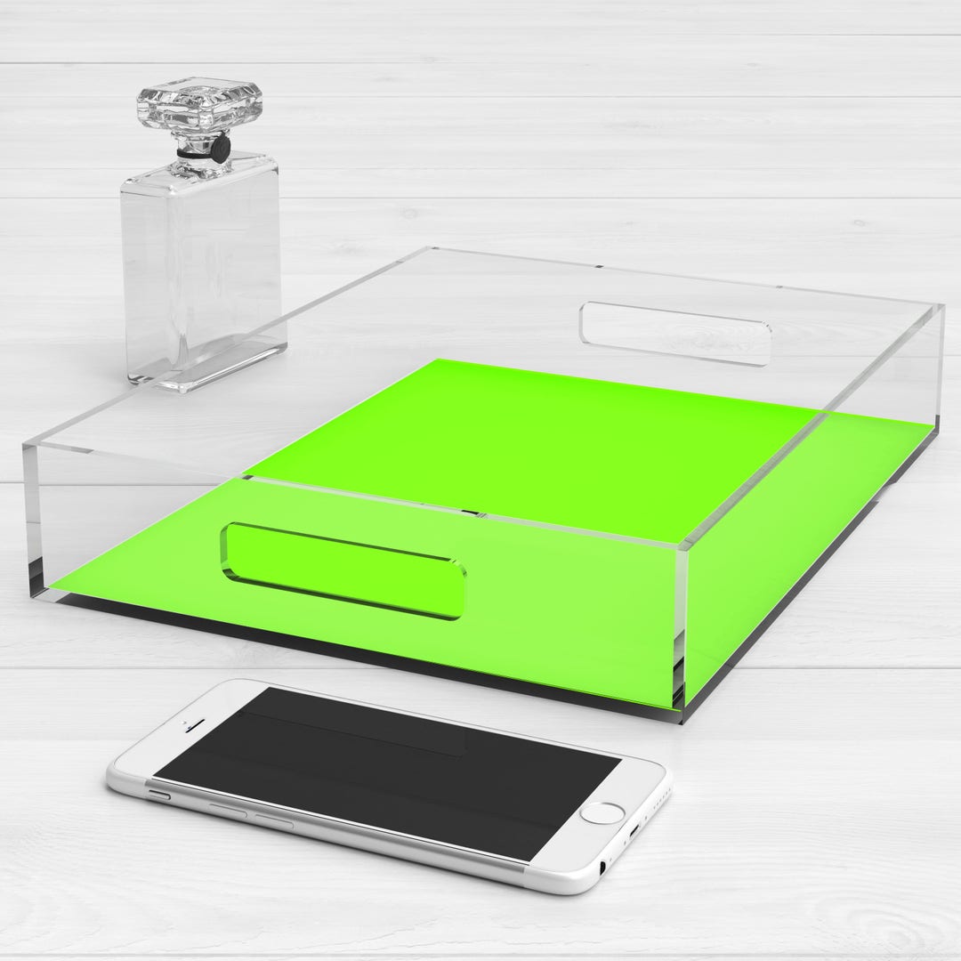 Neon Acrylic Tray / Yellow/green / Neon Lucite Tray / Ottoman - Etsy