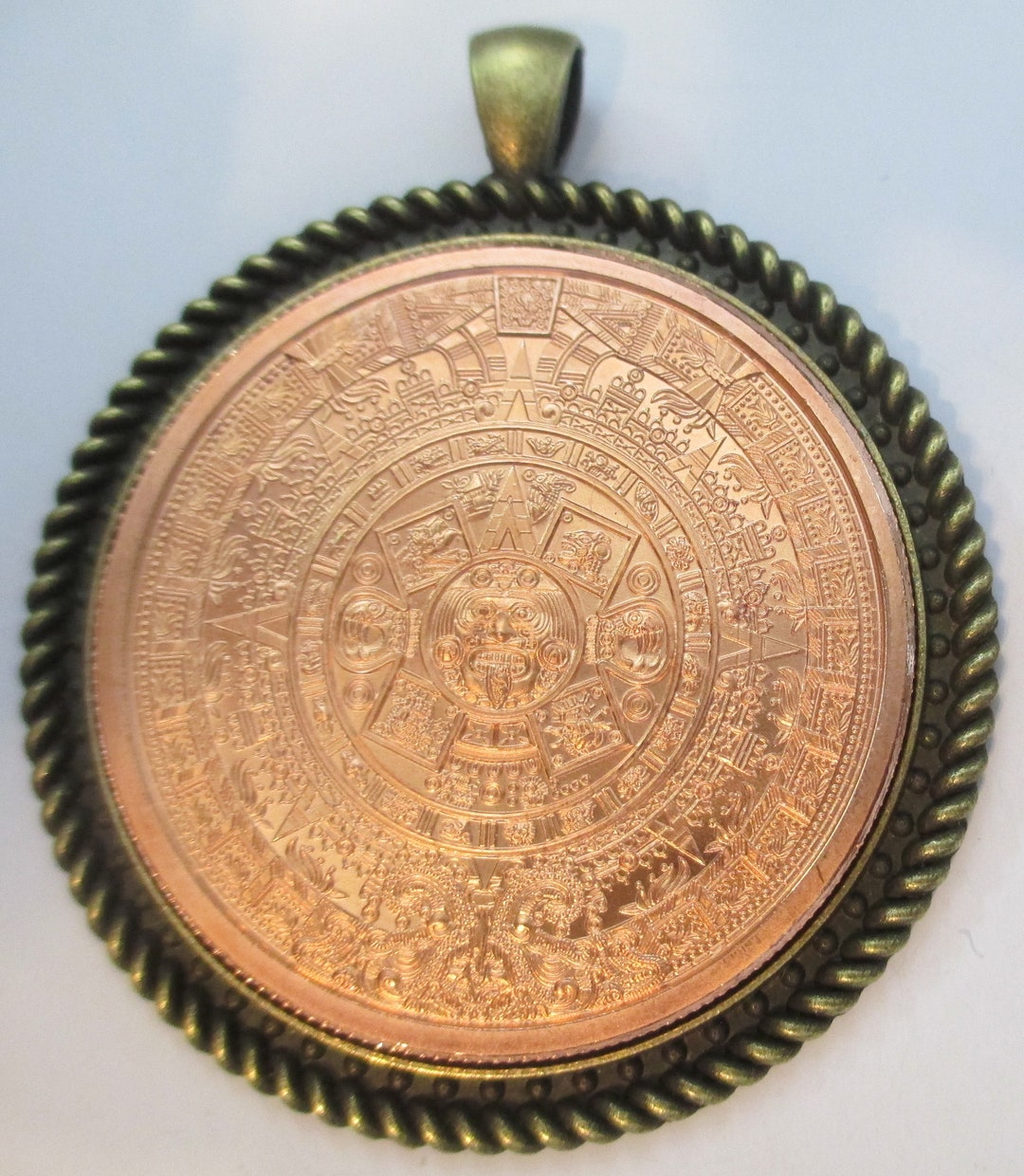 Aztec Calendar 1 Ounce Copper Round Pendant - Etsy