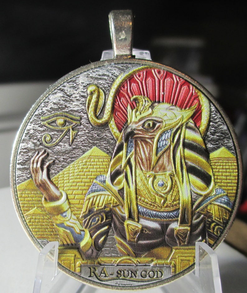 RA the SUN Egyptian God Eagle Head Colorized Coin/pendant - Etsy