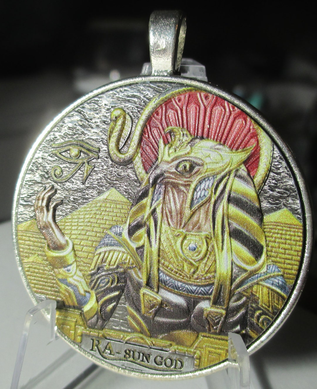RA the SUN Egyptian God Eagle Head Colorized Coin/pendant - Etsy
